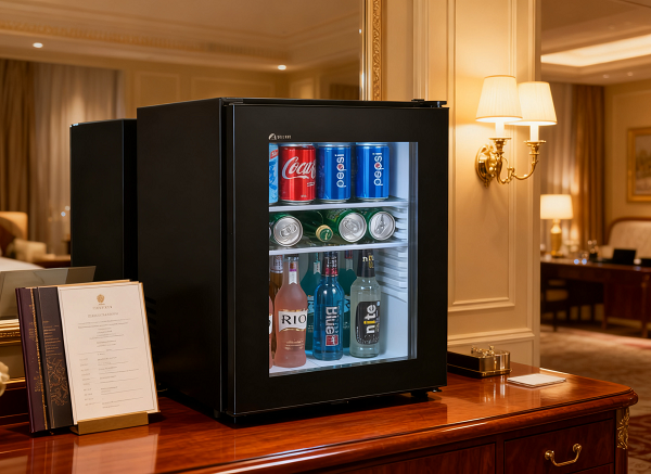 Create a Welcoming Guest Room with a Sleek Glass Door Fridge - Wellway